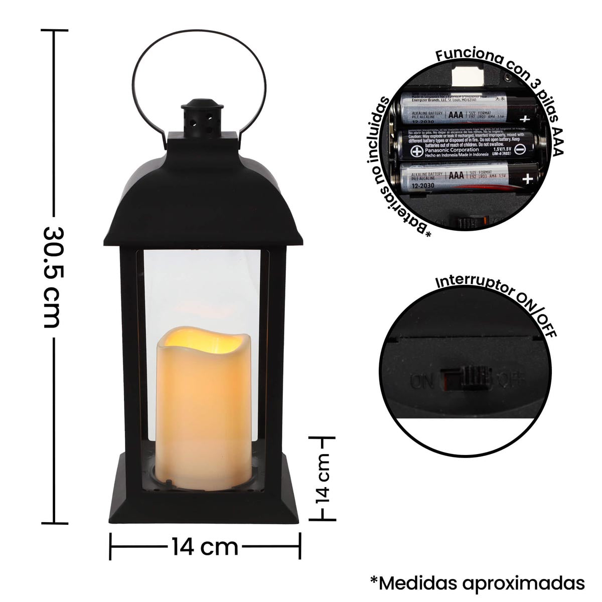 Quinqué Plástico Con Vela 30.5x14x14cm | Fantasias Miguel – Fantasías ...