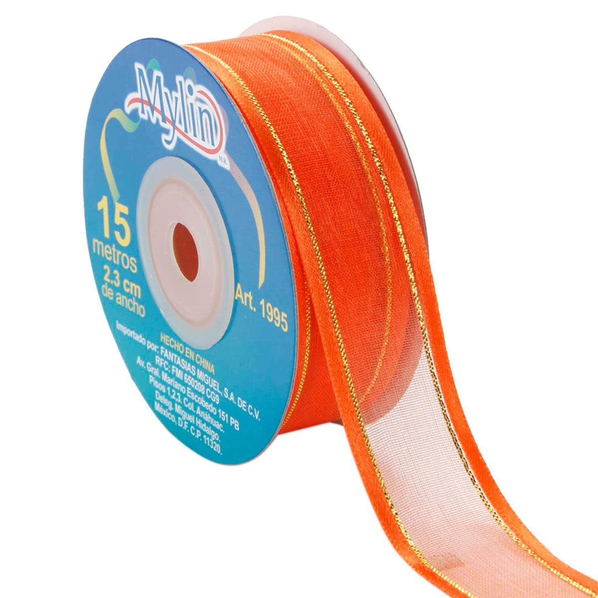 Listón Organza Satín Con Cordón Metálico 23mm | Fantasias Miguel ...