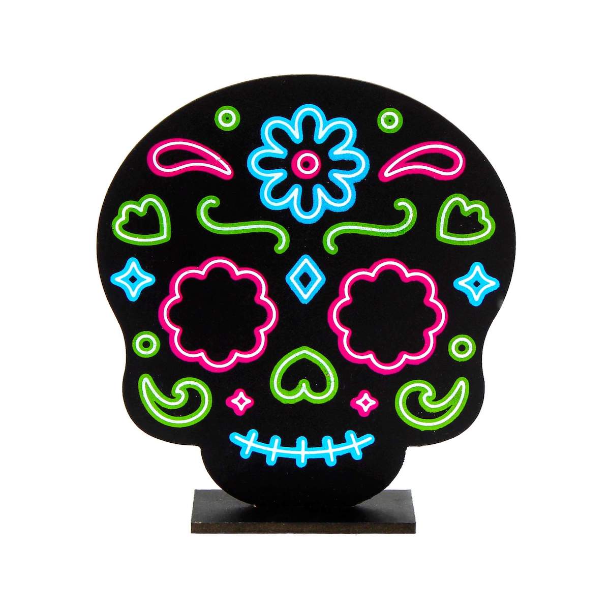 Calavera Color Neón Con Base 18.5x16.5x4cm | Fantasias Miguel ...