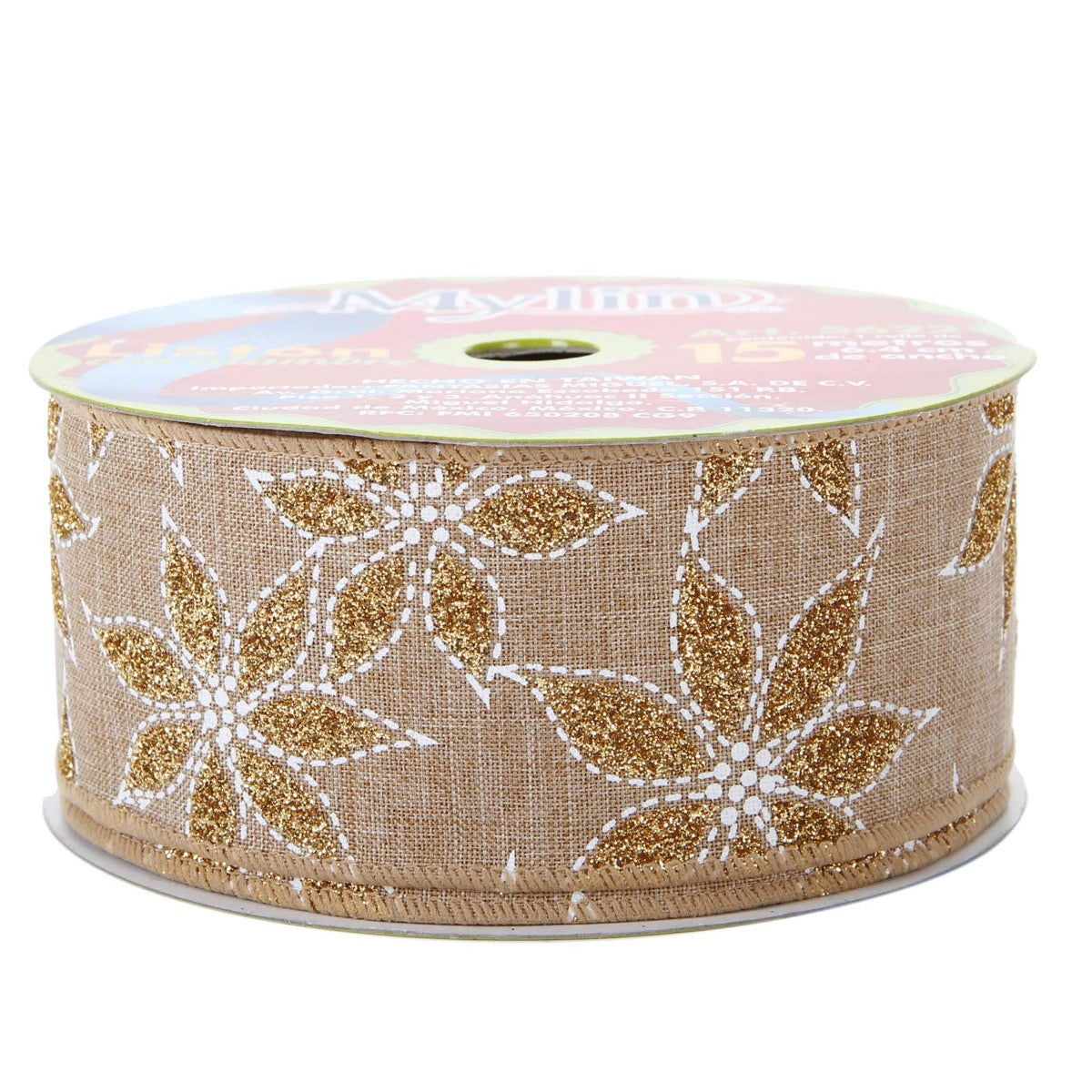 Listón Yute Nochebuena Diamantada 6.4cm | Fantasias Miguel – Fantasías ...