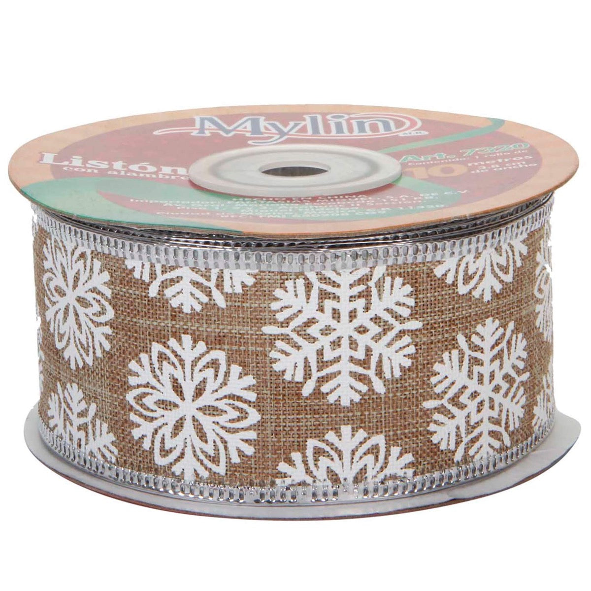 Listón Yute Copos De Nieve Con Orilla 3.8cm 10m | Fantasias Miguel ...