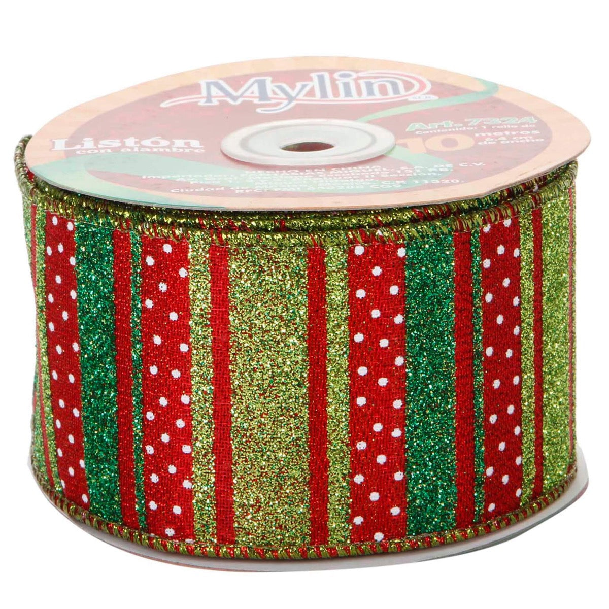 Listón Verde Rojo Brillante 6.4cm | Fantasias Miguel – Fantasías Miguel