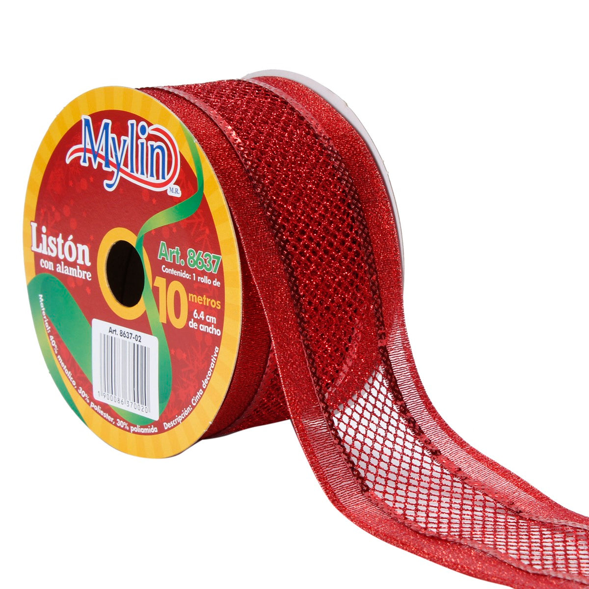 Listón Metalizado Con Malla 6.4cm 10m | Fantasias Miguel – Fantasías Miguel