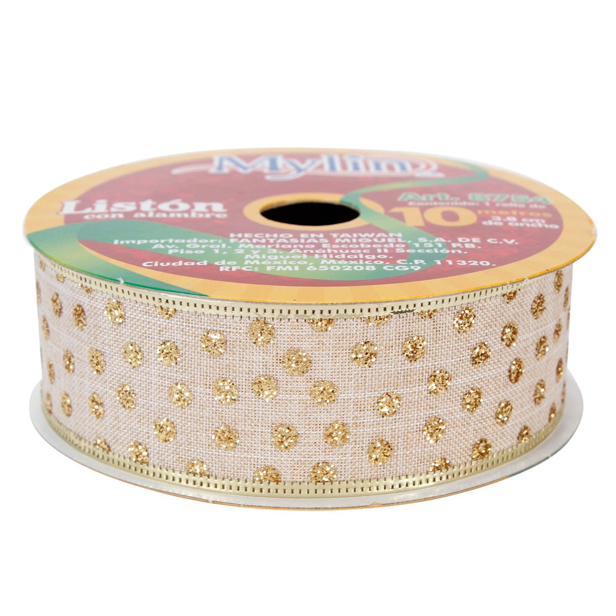 Listón Yute Con Puntos Diamantados 3.8cm 10m | Fantasias Miguel ...