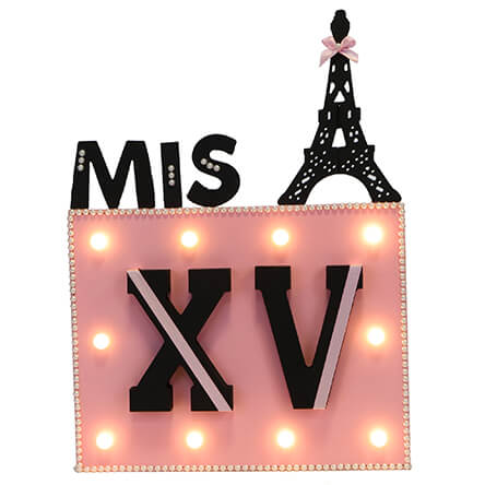 Letrero Mis Xv Años Rosa Con Negro | Proyecto | Fantasias Miguel ...